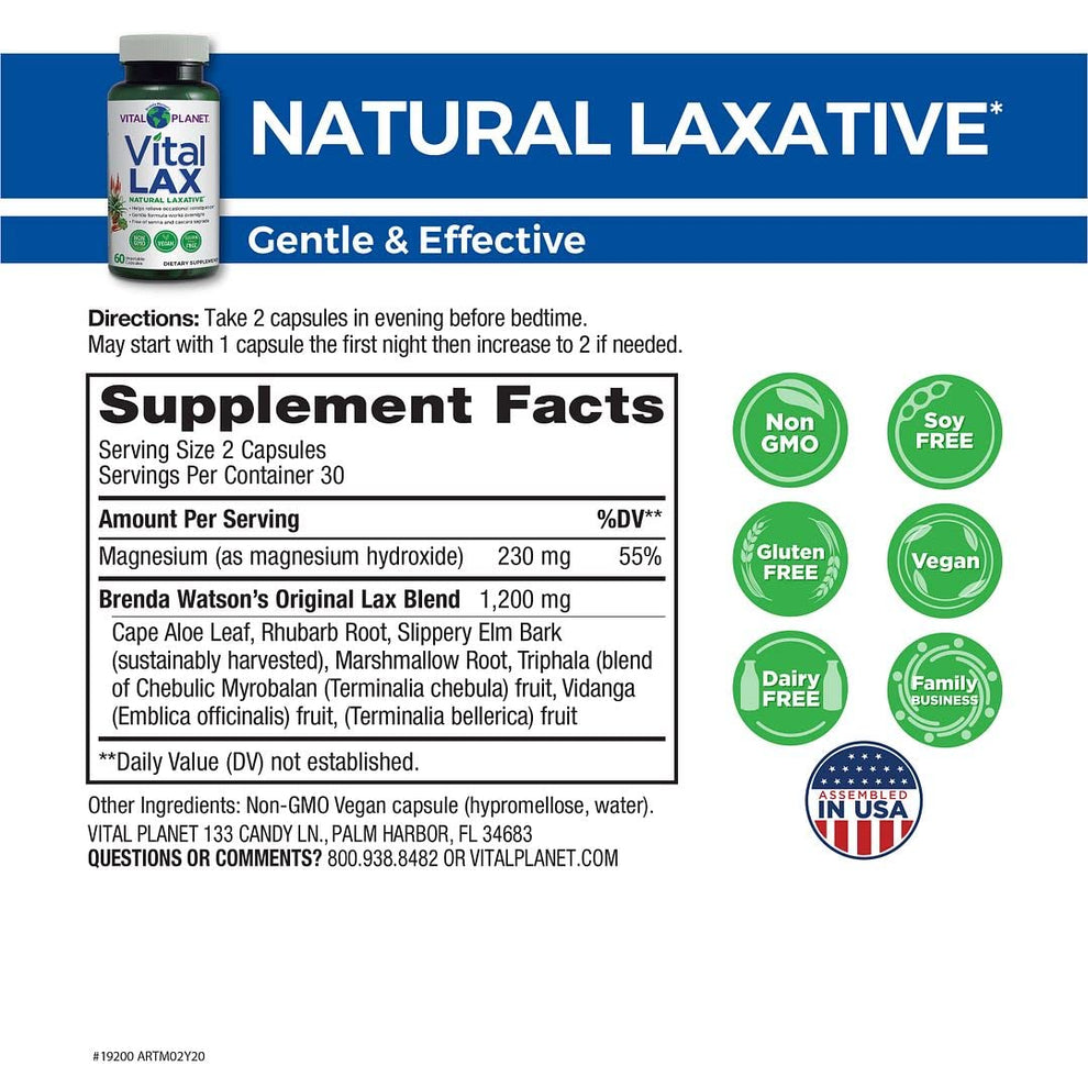 Vital Lax: Natural Laxative 60ct - Vital Planet – Vital Planet Shop