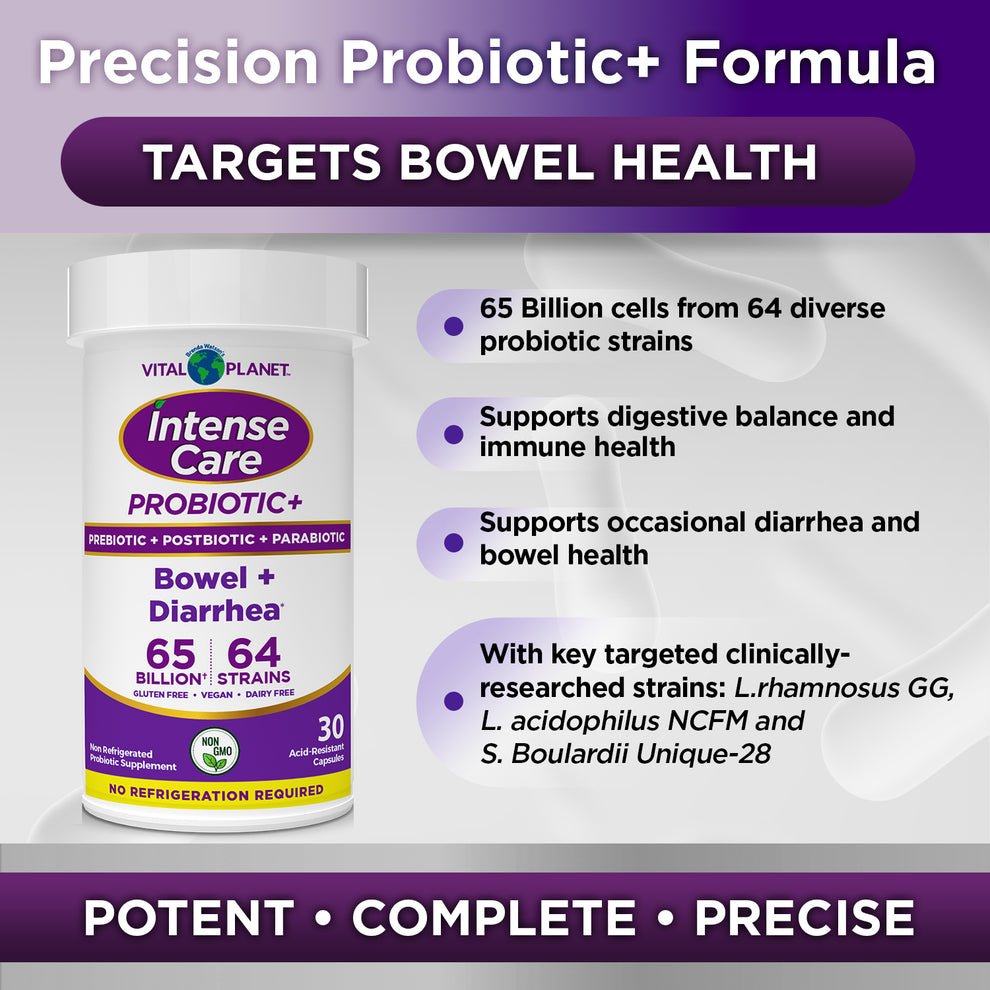 Intense Care Bowel + Diarrhea Probiotic+ | 65B CFU Digestive Support ...